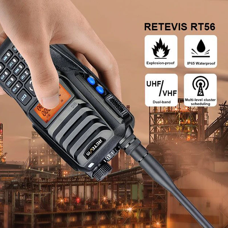 Retevis RT56 방폭 워키 토키 휴대용 양방향 라디오 송수신기, IP65 방수 3.5W VHF UHF 136 174 및 ...