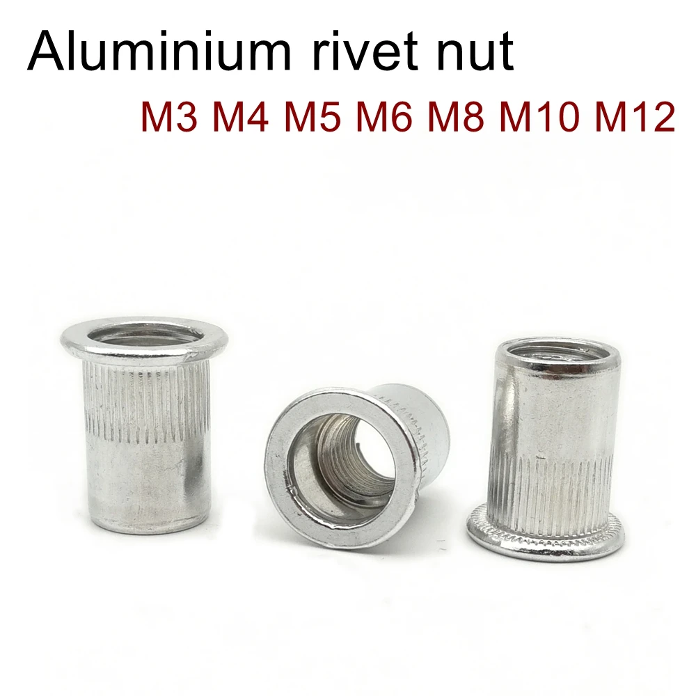 Aluminium rivet nut M3 M4 M5 M6 M8 M10 Metric Flat Head Blind Insert ...