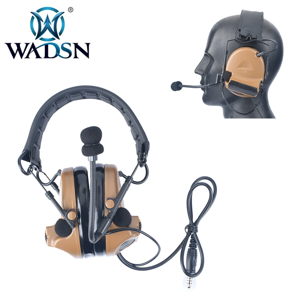 Wadsn Softair Comtac Ii Tactical Headset Noise Canceling Airsoft Baofeng Ptt Military Helmet ...