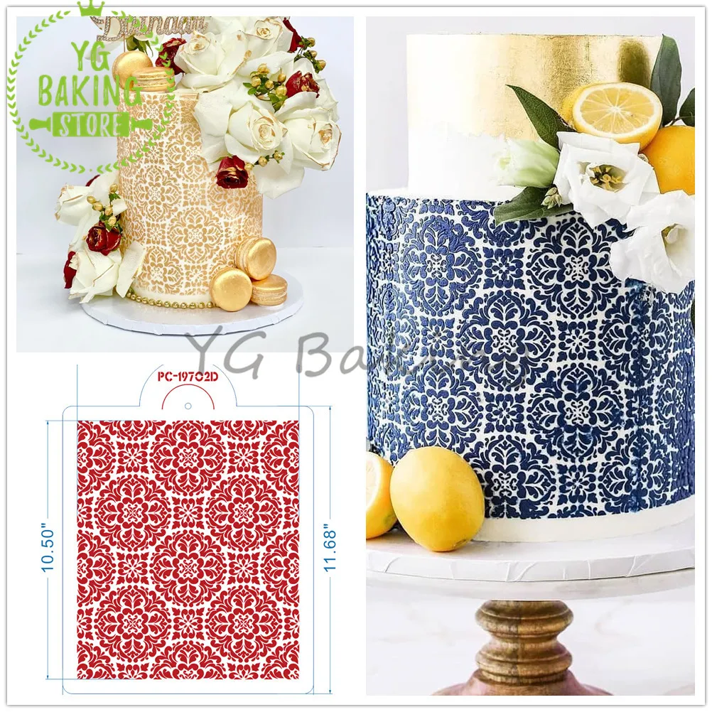 Various-Styles-Plastic-Lace-Side-Wedding-Cake-Stencils-Feather-Flower ...