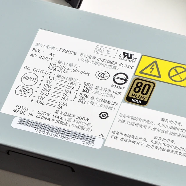 Original PSU For AcBel 1U 830 500W Switching Power Supply FS9029 FSD015 ...