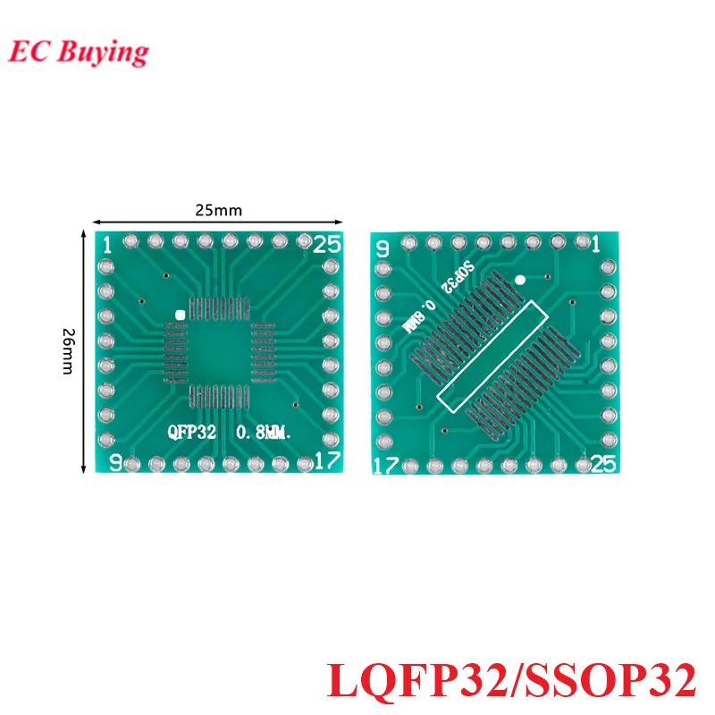 10pcs LQFP32 SSOP32 FQFP32 TQFP32 Transfer Board Adapter PCB Pinboard ...