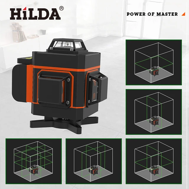 HILDA 3D/4D Laser Level Auto Self-Leveling 360 Horizontal And Vertical ...