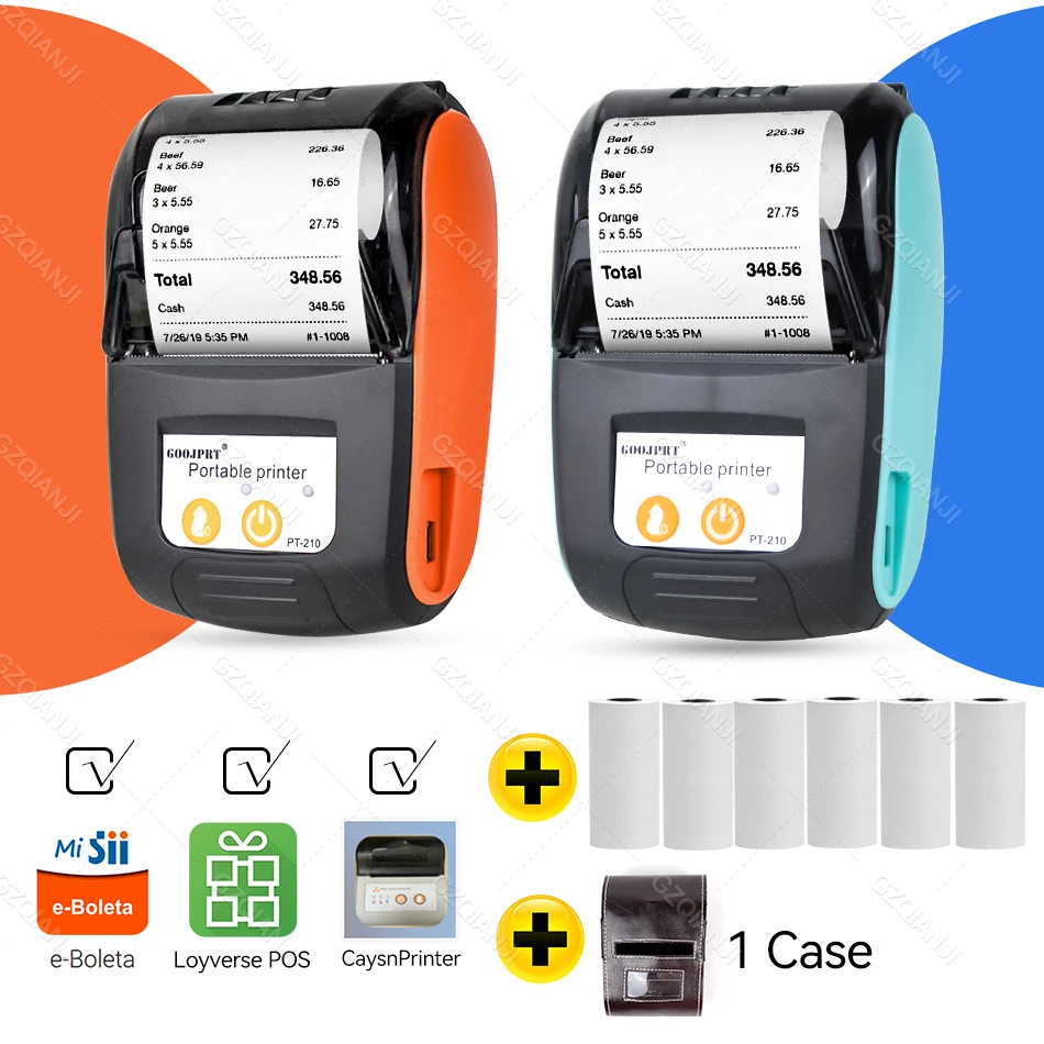 Wireless Mini Thermal Printers Portable Receipt Printer Bluetooth 58mm ...