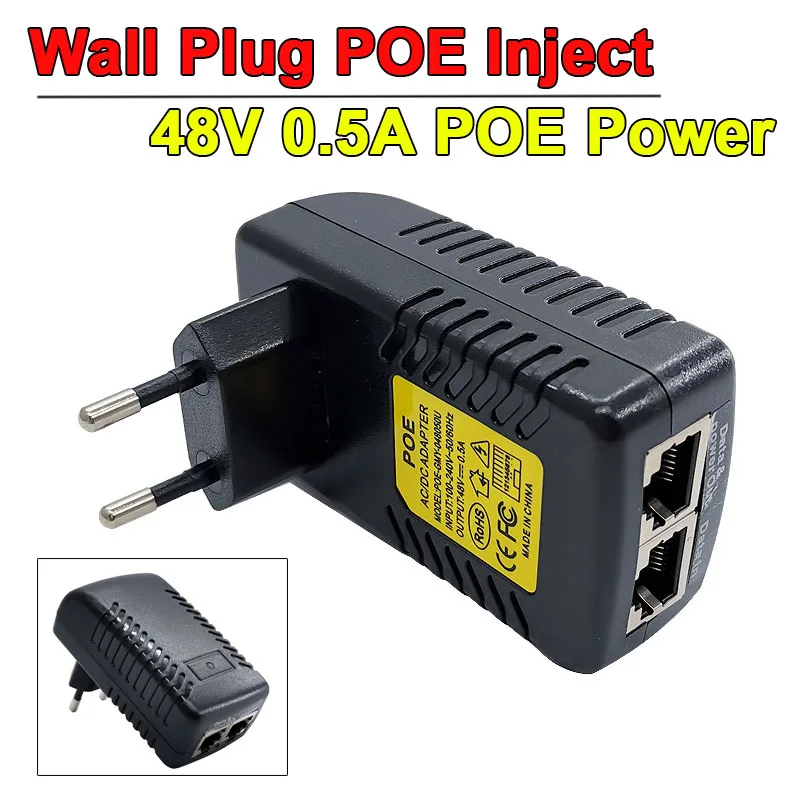 Free Shipping 48v 0.5a Poe Wall Plug Poe Injector For Cctv Security ...
