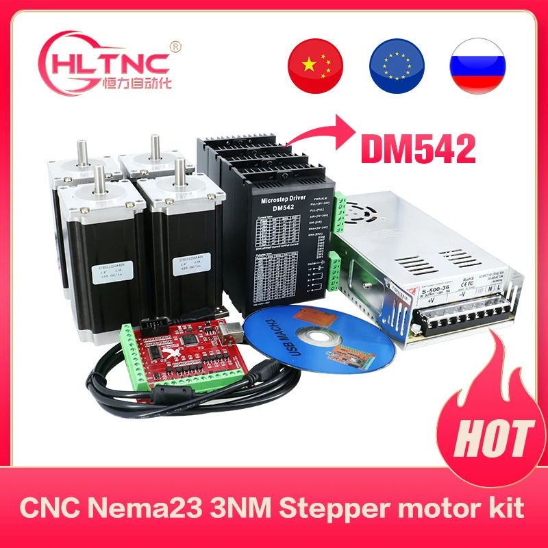Cnc Router Electronic Kit 4pcs Dm542 Driver+ 4pcs Nema23 425ozin Dc ...