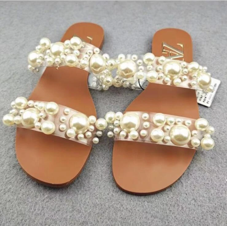 2021 summer new style with rhinestone single finger women beach sandals ...