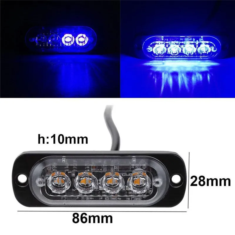 Blue Color Car Truck Beacon Lamp Amber Traffic Light 4 LED Strobe ...