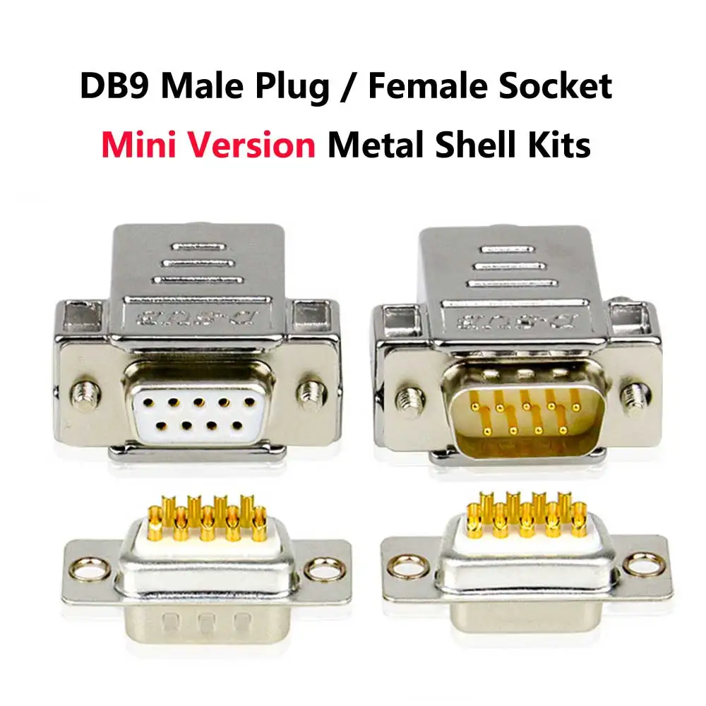 Mini versão db9 macho plug/fêmea soquete metal escudo kit rs232 9 pinos ...