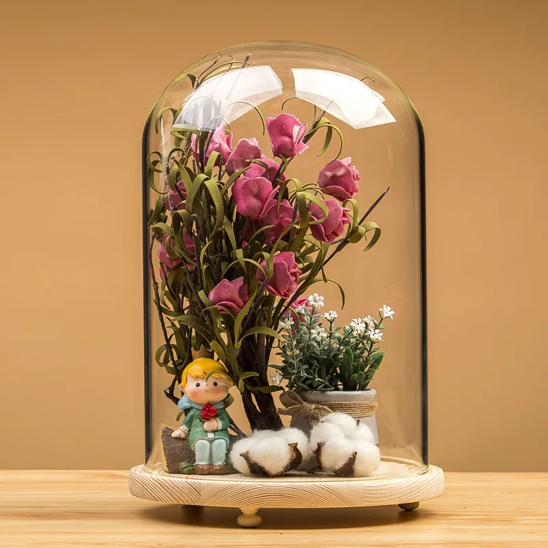 20*40cm Three Legs Log Base Big Size Glass Dome Vase Home Decoration ...