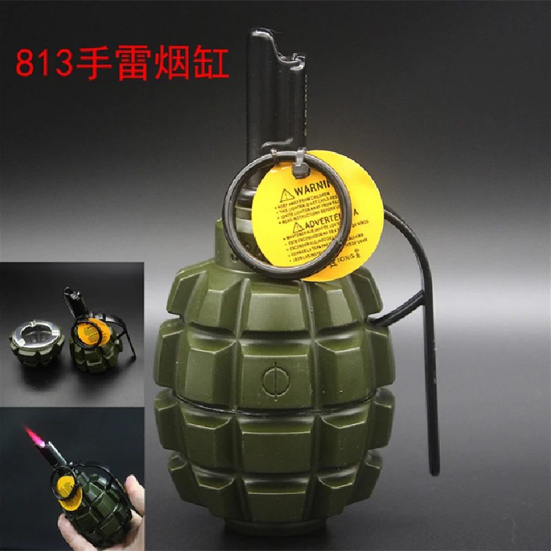Torch Lighter Grenade Style Model Windproof Gas Lighter with Ashtray ...