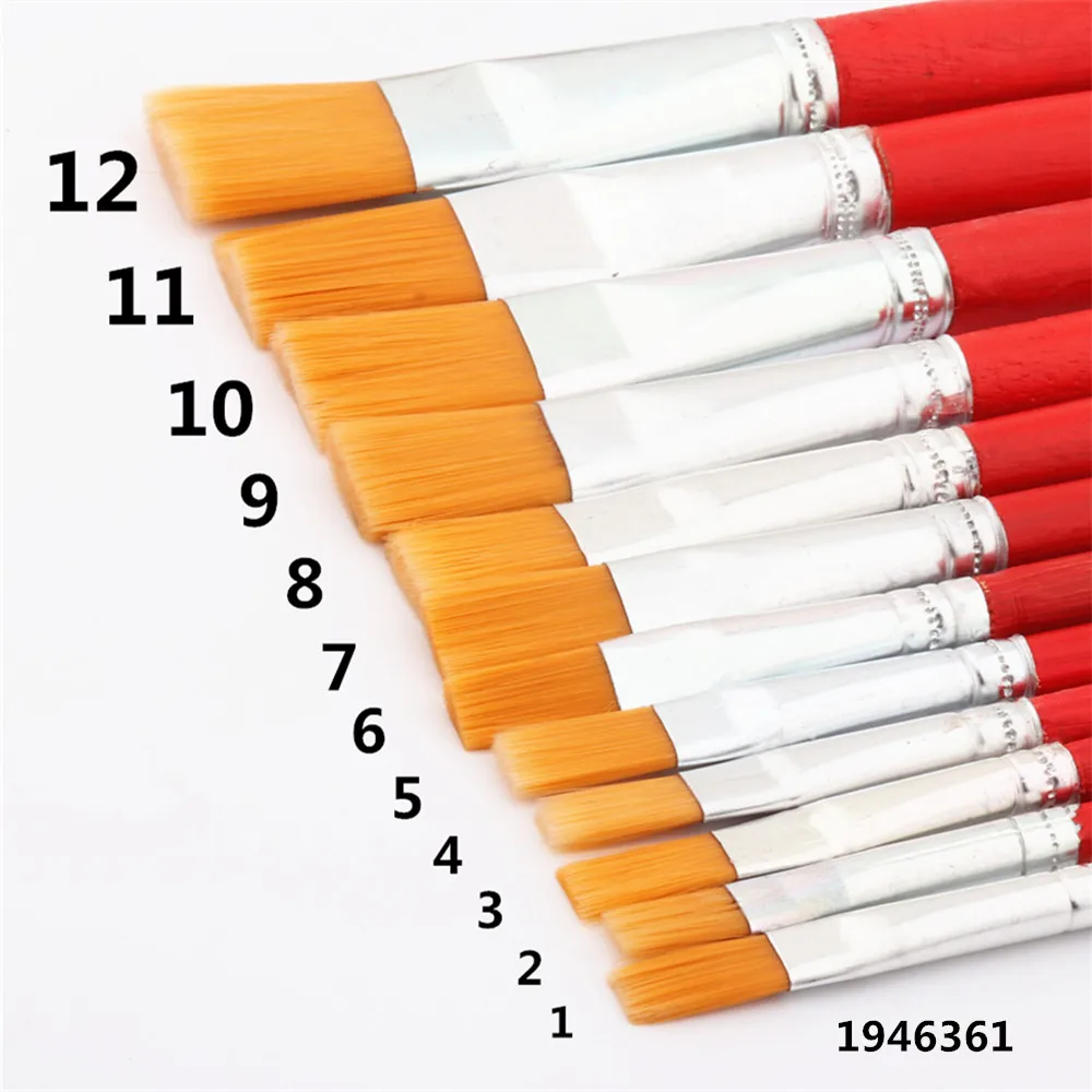 12 Number Watercolor Nylon Paint Brushes Oil brush painting pen Marker ...