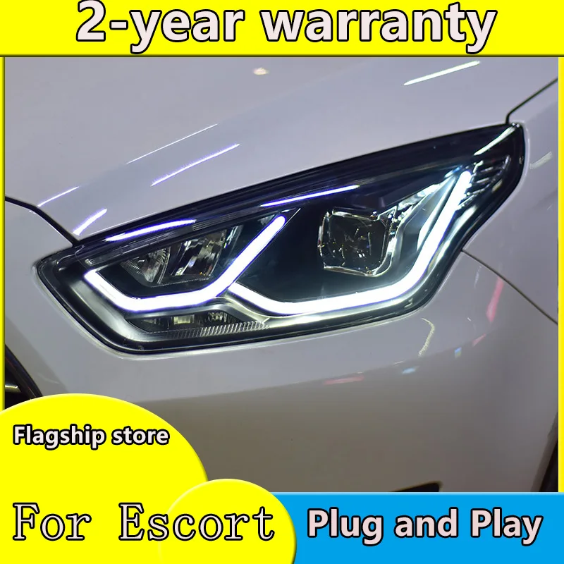 car-for-2015-2017-Ford-Escort-headlight-assembly-modified-LED-daytime ...