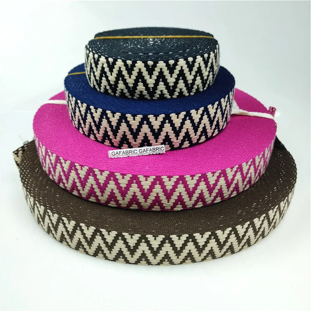 Soft Cotton Webbing 30MM Width Wave Ethnic Woven Webbing Retro Customs ...