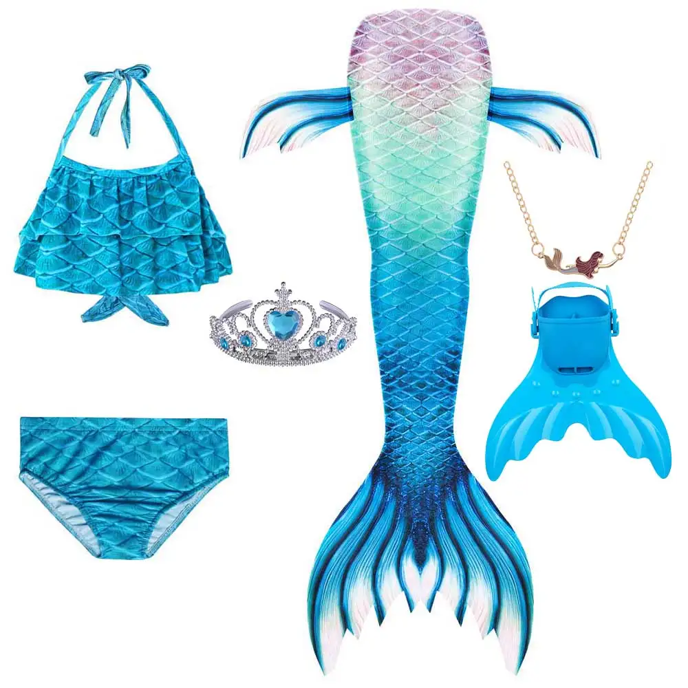 Princess Mermaid Swimming Costume For Girls Kids Ariel Mermaid Tail ...