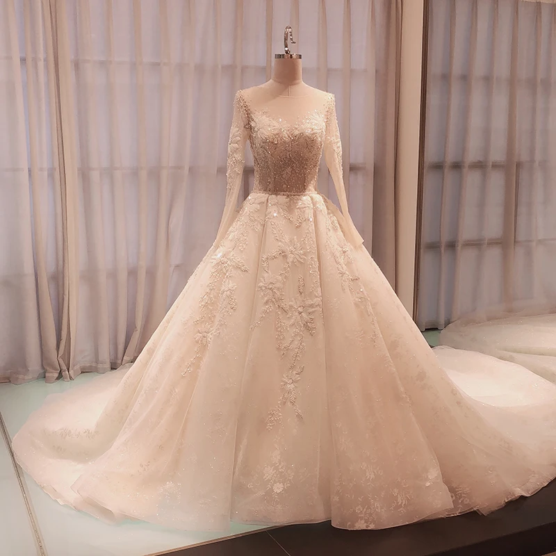 SL 8016 SuLi Lace up Bling Ball Gown Wedding Dress 2020 New Royal Train ...