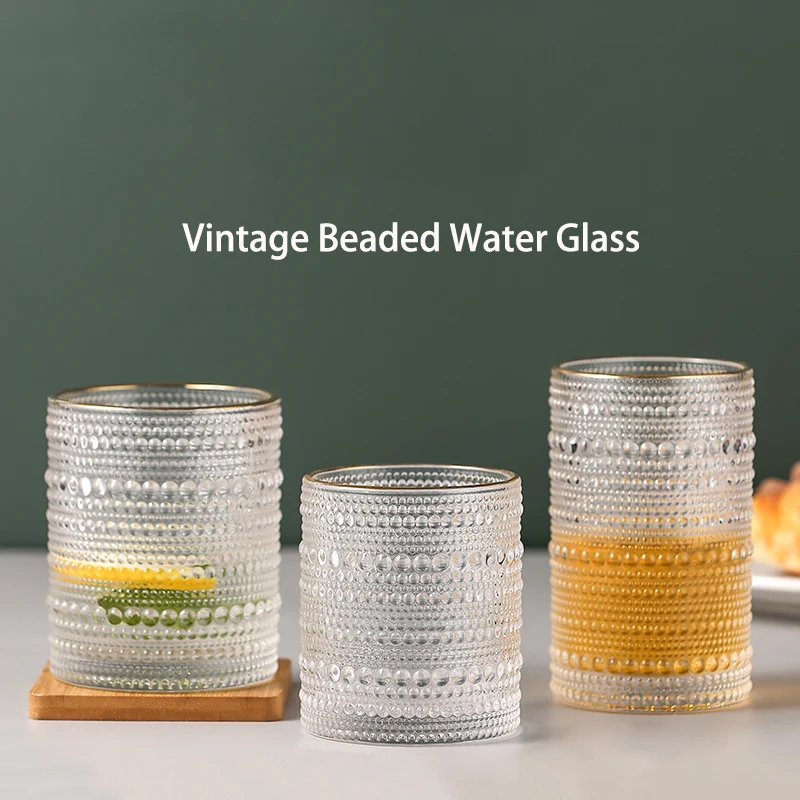Vintage-Beaded-Water-Glass-Iced-Beverage-Glass-Double-Old-Fashion-Glass ...