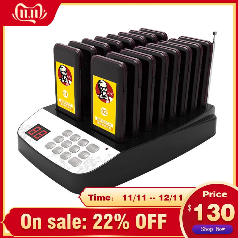 Restaurant Pager Wireless Waiter Paging Queuing Calling System Buzzer ...