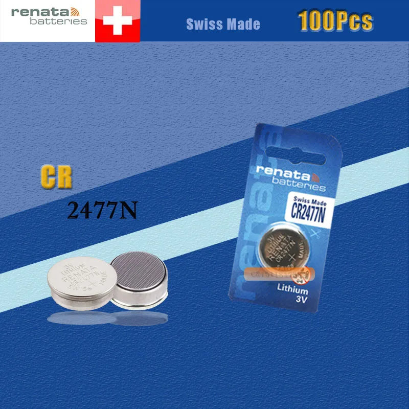 100Pcs/Lot New CR2477N Renata Replacement Watch Battery Swiss Lithium ...