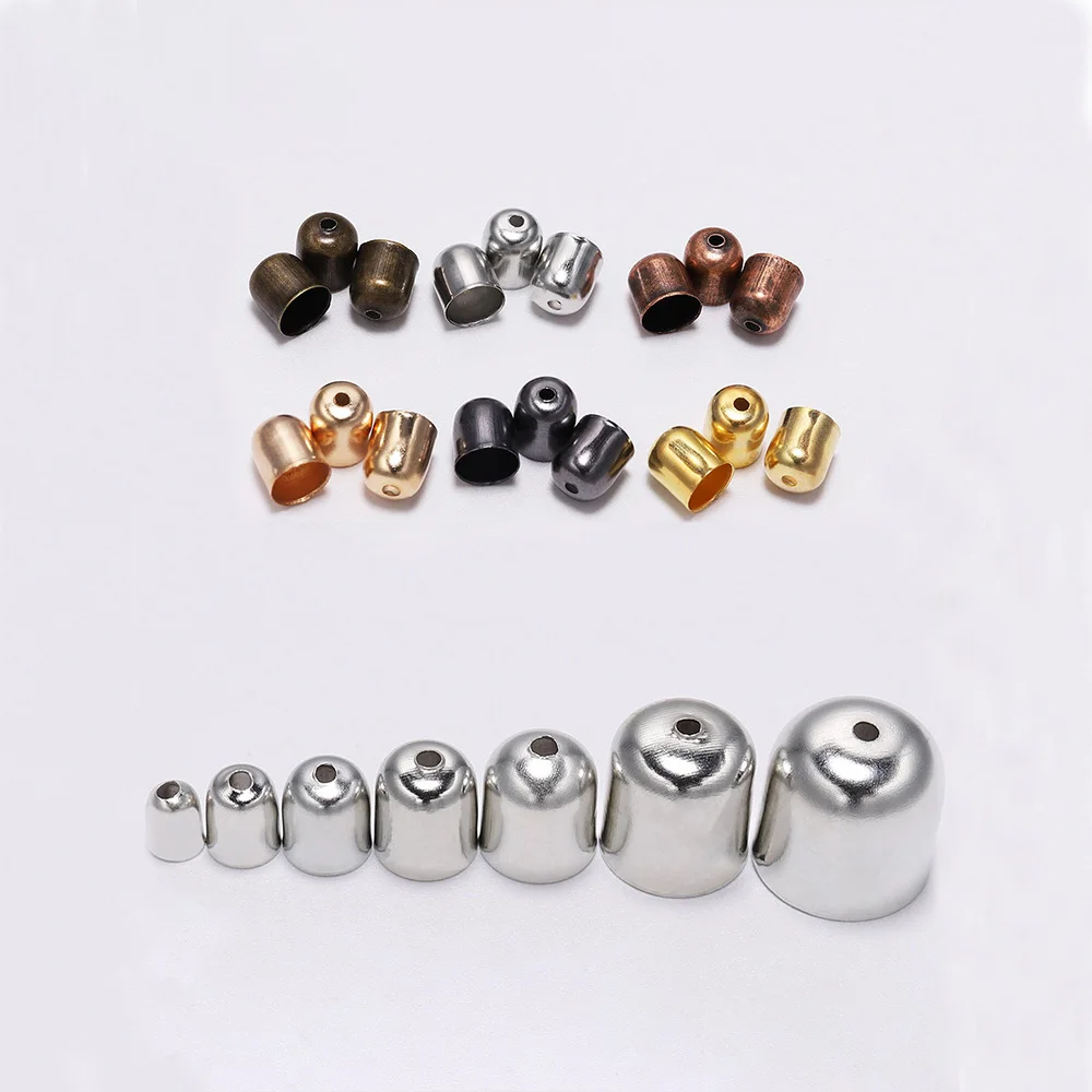 50-100pcs/lot Crimp End Caps Leather Cords End Tip Beads Caps Fit 4 ...