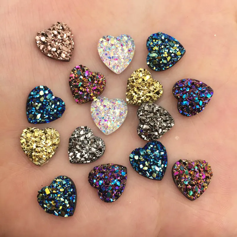 Flat Back Rhinestones Hearts | 10mm Heart Flat Back | Heart Resin Craft ...