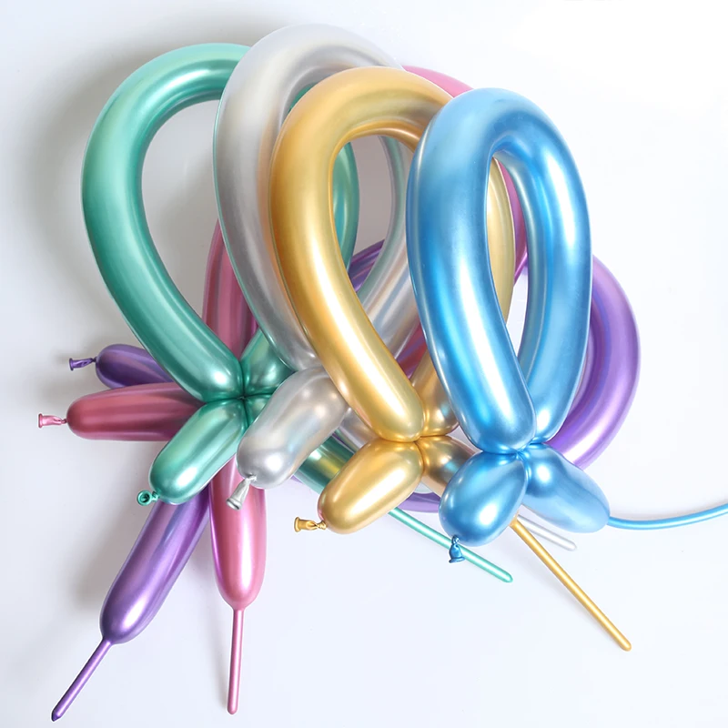 Metallic Long Magic Balloon Weaving Diy Shiny Chrome Tying Twist Latex ...