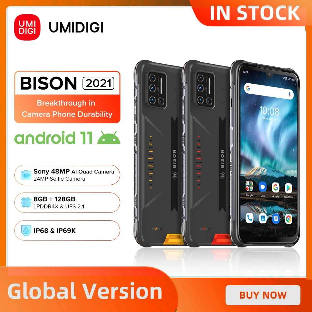 UMIDIGI Smartphone BISON 2021, 128GB + 8GB, NFC, IP68/IP69K, teléfono ...