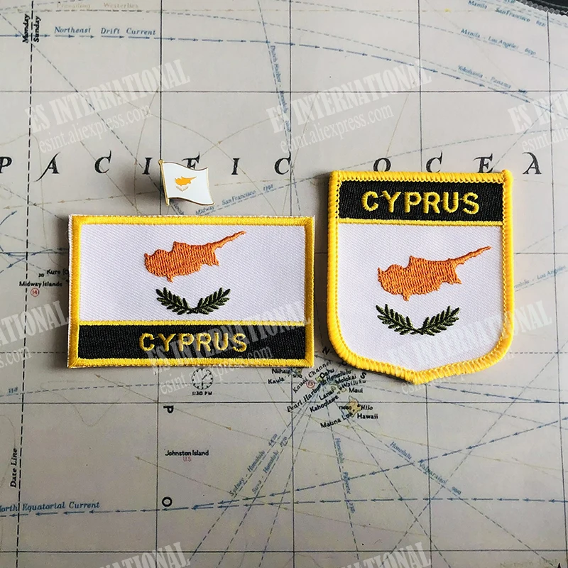 CYPRUS National Flag Embroidery Patches Badge Shield And Square Shape ...