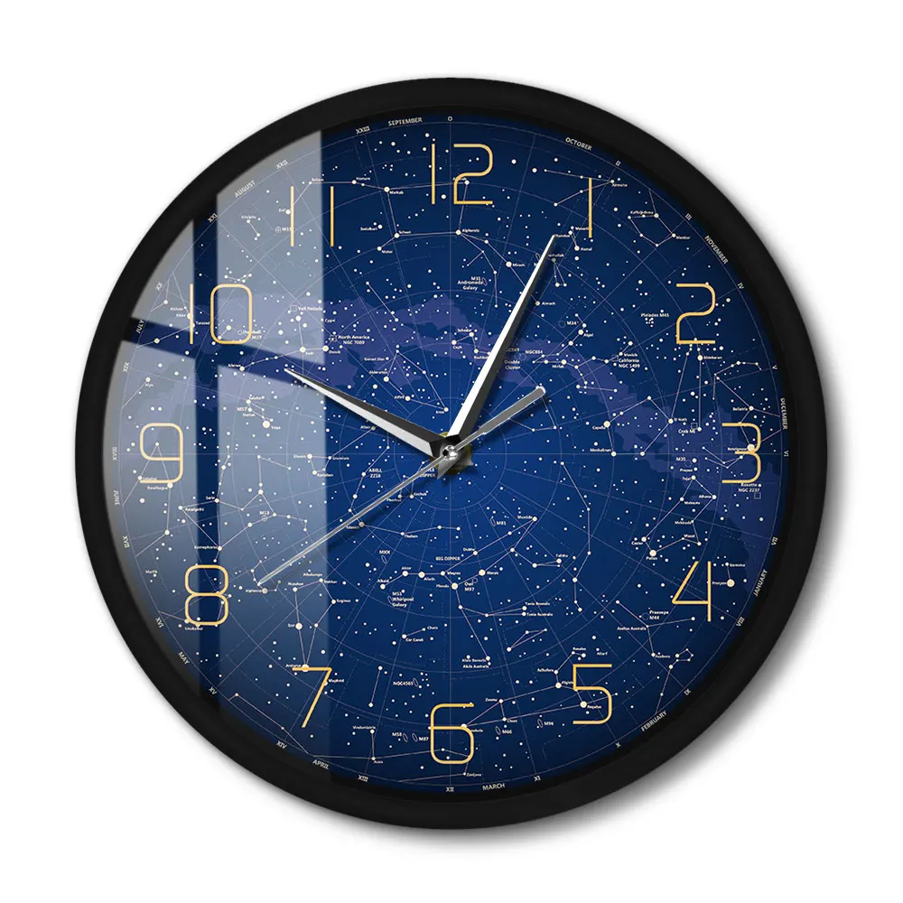 Starry Sky 12 Constellations Wall Clock Luxury Modern Design Home Decor ...