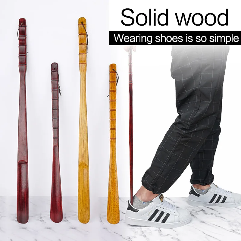 55cm 70cm Professional Wooden Shoe Horn Flexible Long Handle Shoehorn ...