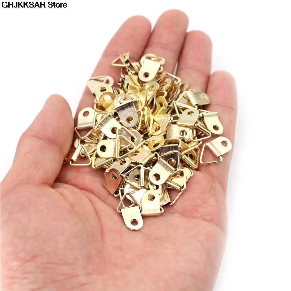 10/100PCS/Lot Golden Triangle D-Ring Hanging Oil Painting Mirror ...