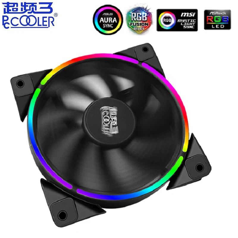 Pccooler Rgb Single Halo 12cm Computer Case Fan 4pin Rgb Quiet Pwm Fans ...