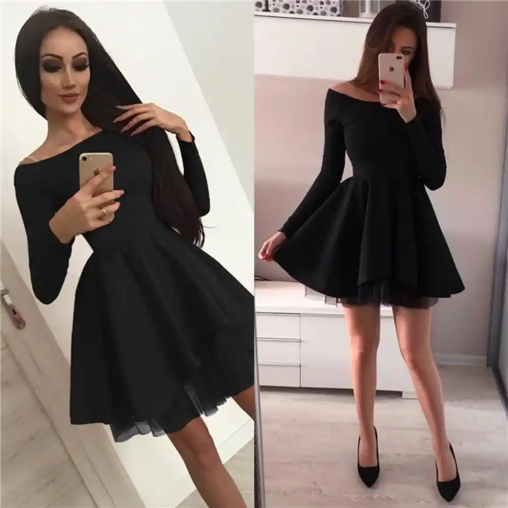 Venta Vestidos Cortos De Manga Larga Para Fiesta En Stock