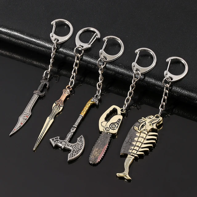Halloween Cosplay Keychains Weapon Spartan Fish Bone Sword Chainsaw Axe ...