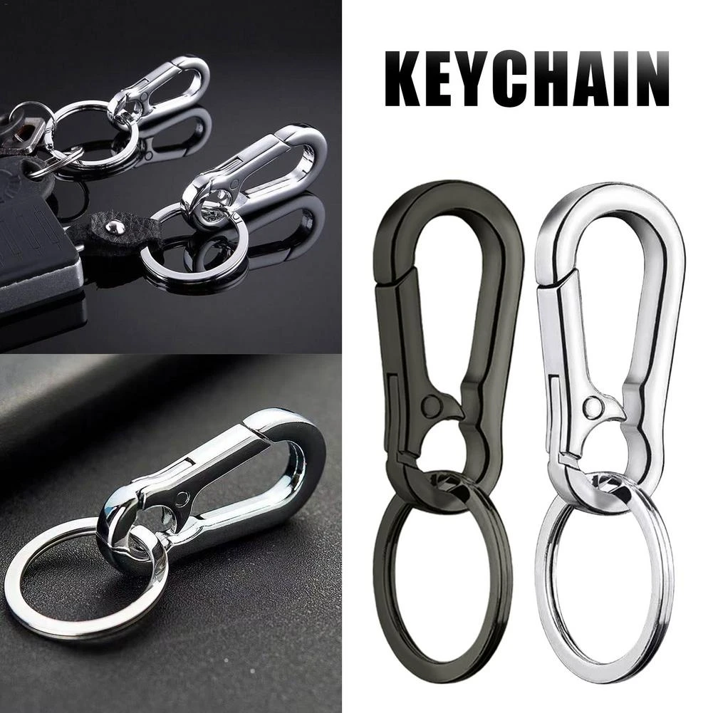 Car Keychain Stainless Steel Simple Strong Carabiner Shape Keychain ...