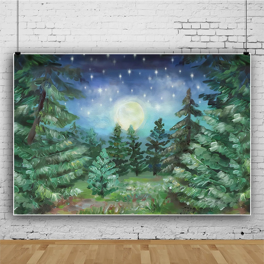 Pine Tree Forest At Night