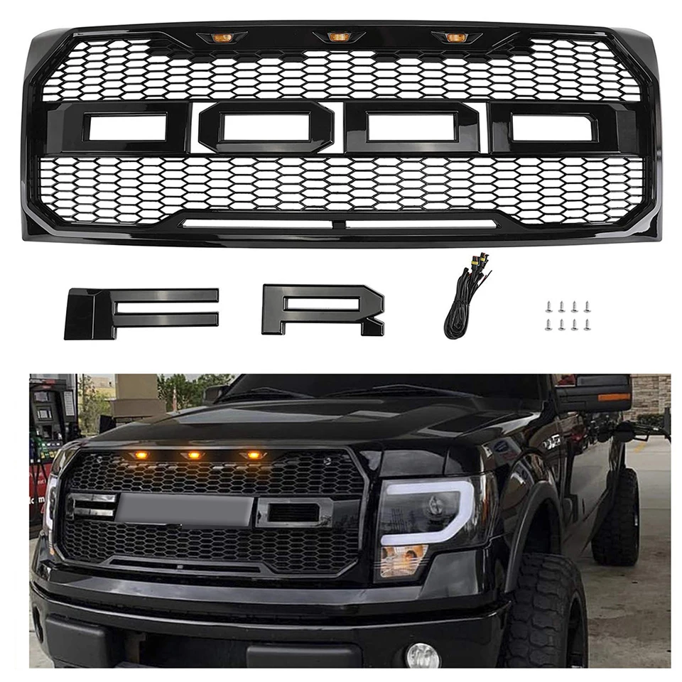 Front-Racing-Grill-for-Ford-F150-Car-Bumper-Mesh-Grids-Matt-Black-With ...