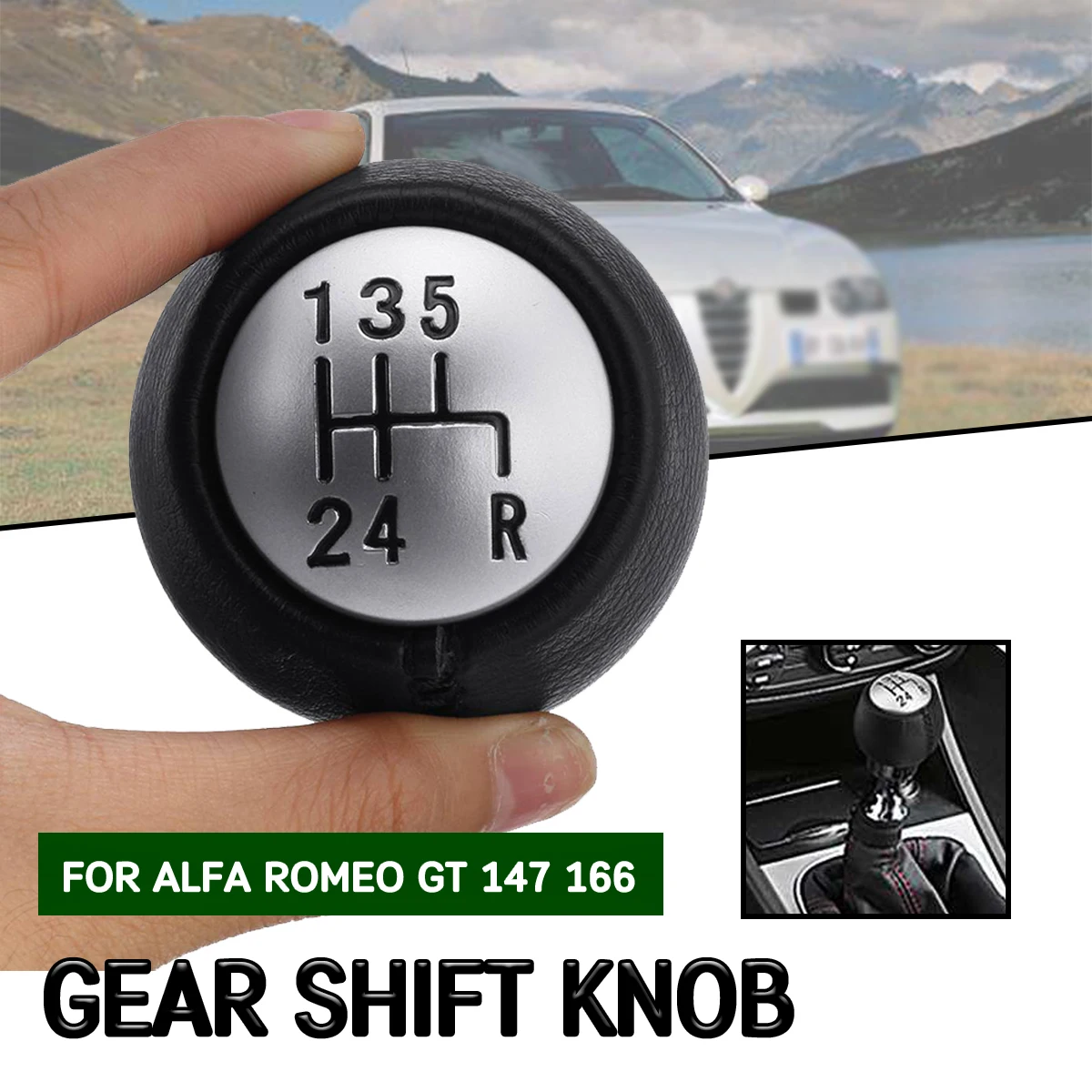 Car 5/6 Speed Gear Shift Knob Manual Gear Lever Shifter Gaitor For Alfa ...