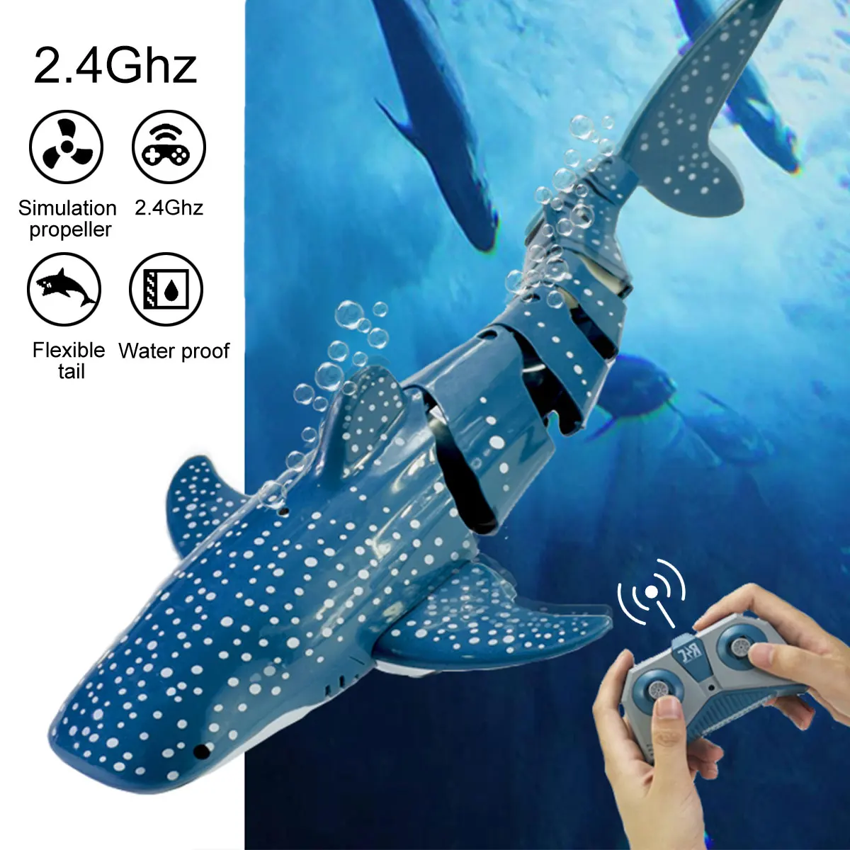 2-4G-RC-Shark-Electric-Simulation-Waterproof-RC-Fish-Boat-Robot-Radio ...