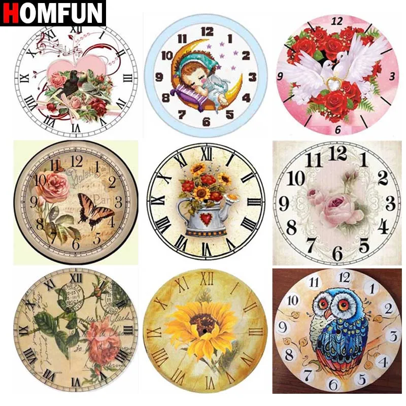 HOMFUN Full Drill Diamond Painting "Clock landscape" DIY Picture Of ...