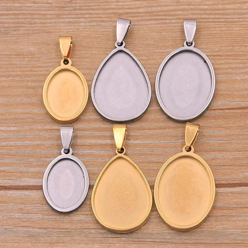 Jewelry Cabochon Tray Blank Pendant Bezel Setting Water-Drop Shape ...