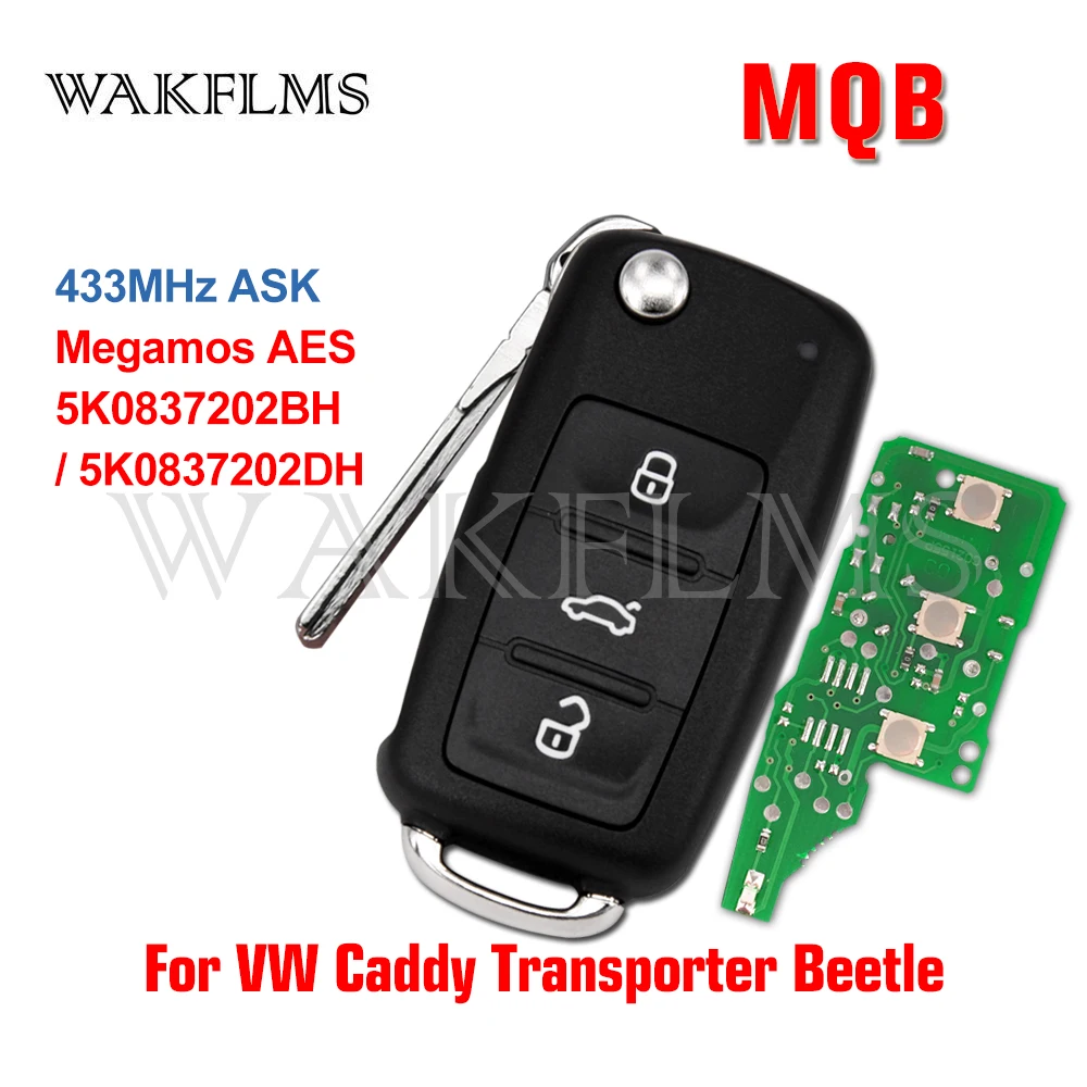 Mqb 5k0 837 202 Bh 5k0 837 202 Dh Remote Car Key 433mhz For Vw Caddy ...