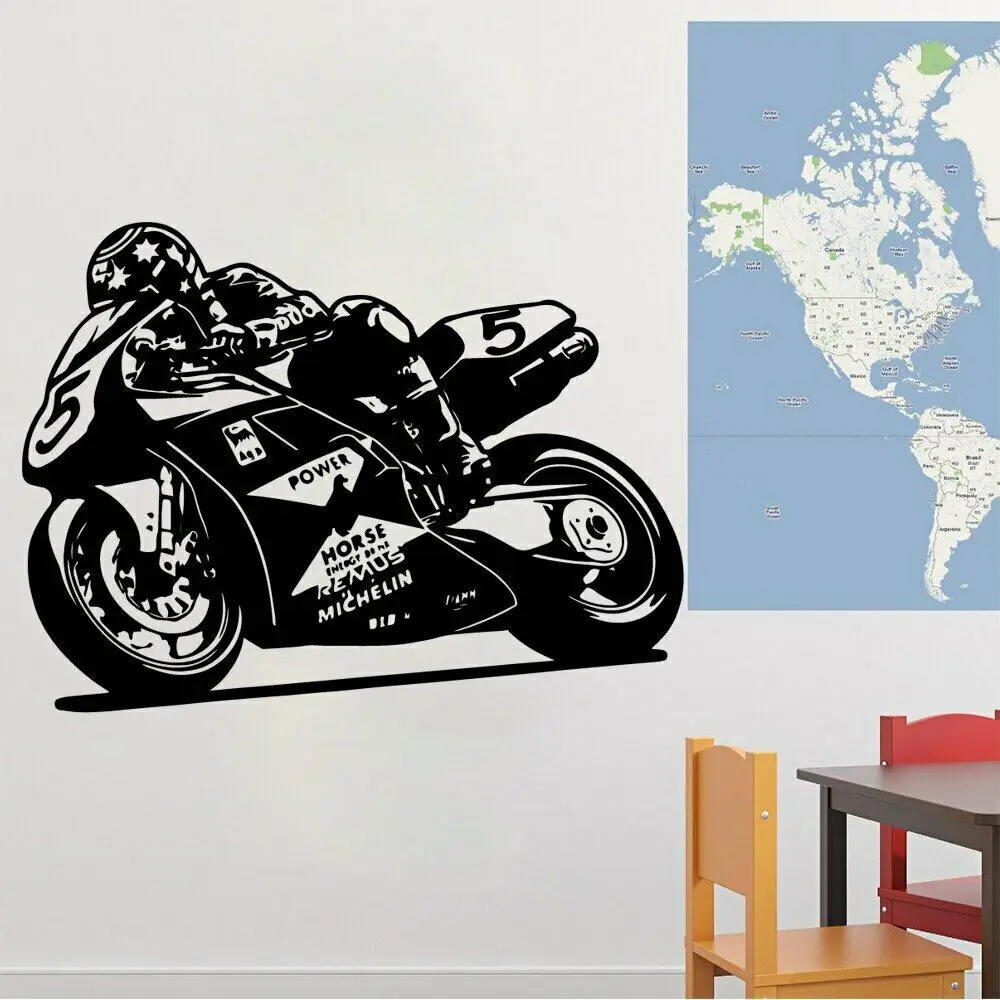 European Style Motorbiker Wall Stickers Motorcycle Racing Driver Wall ...