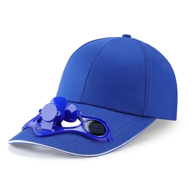 Summer Solar Panel Powered Cooling Fan Baseball Cap Outdoor Peaked Sun ...