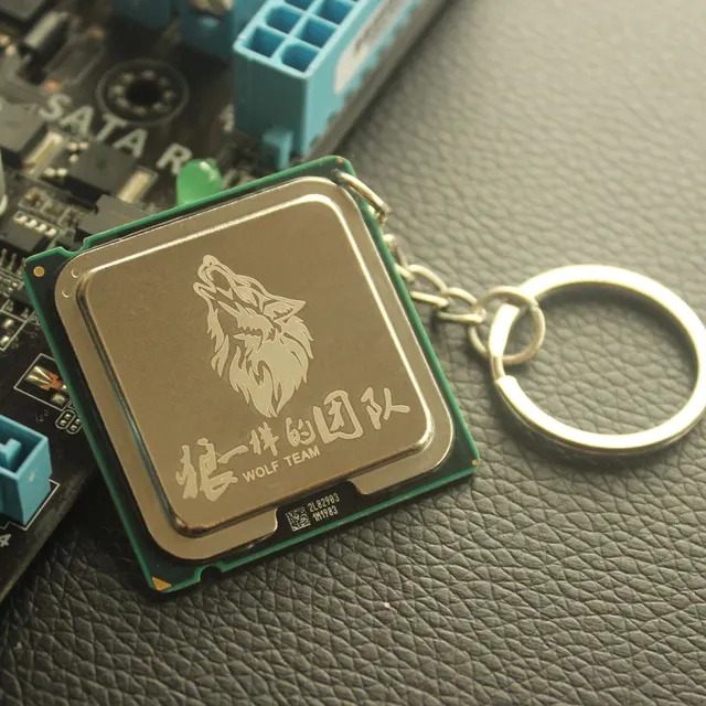 Laser Engraving CPU Key Chain DIY Solid Color Pattern Customized ...