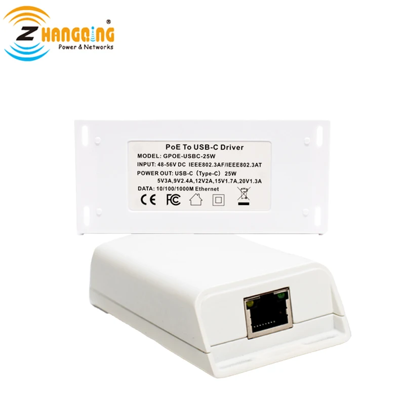 PoE to USB-C Tablet Chargers Gigabit 802.3af Ethernet Power for Mounted ...
