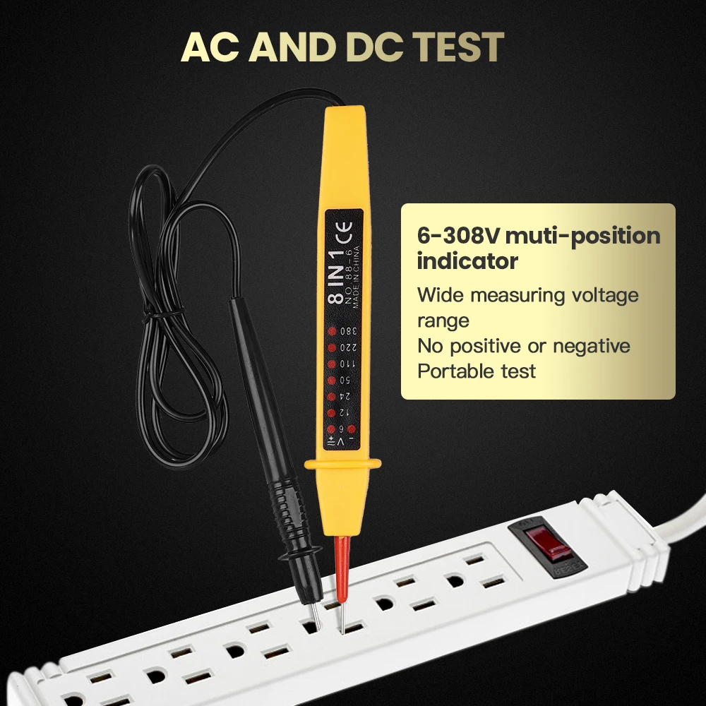 8 In 1 6-380V AC and DC Voltmeter test pen - HUB360