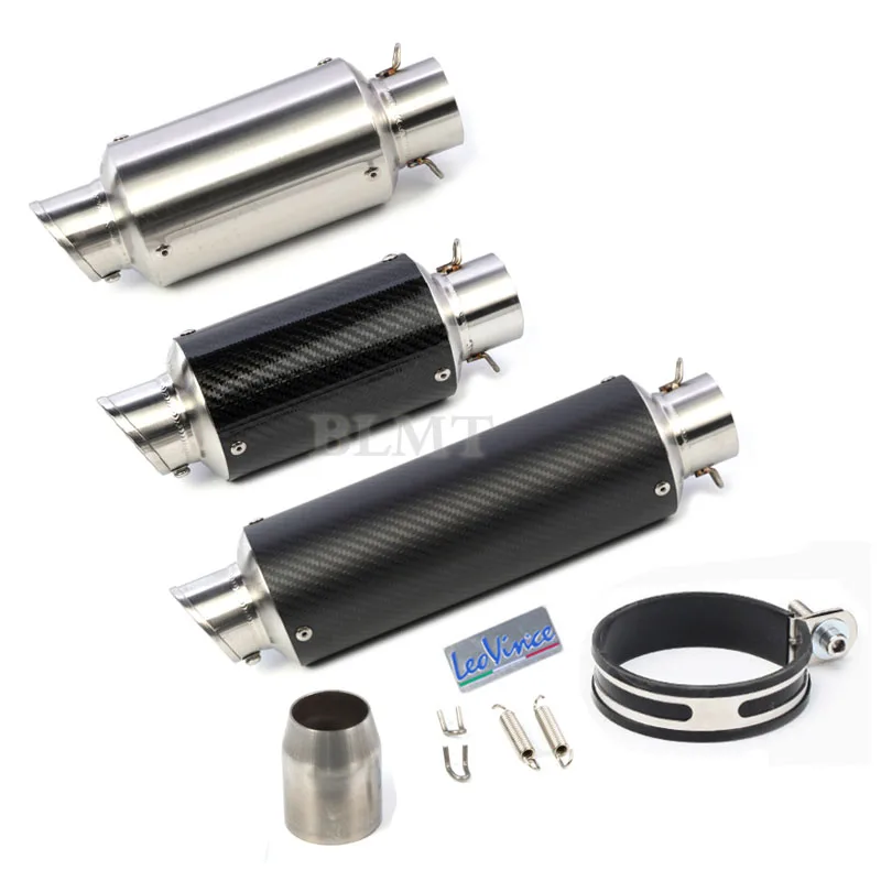 51mm Universal Motorcycle Real Carbon Fiber Leovince Exhaust Pipe Muffler Escape For Most ...