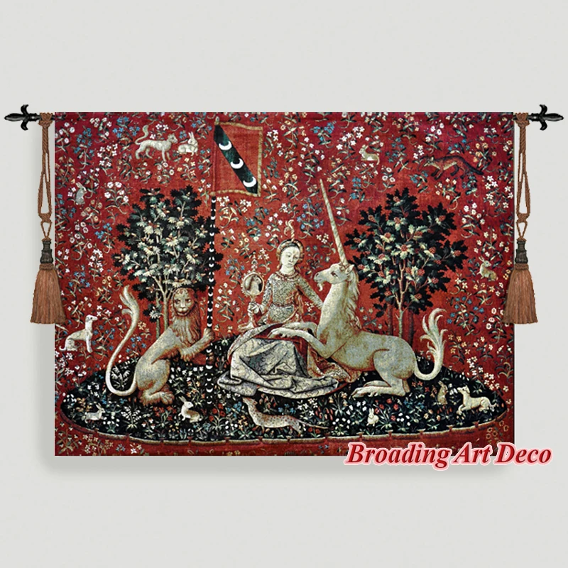 Sight - The Lady & The Unicorn Medieval Tapestry Wall Hanging Jacquard ...