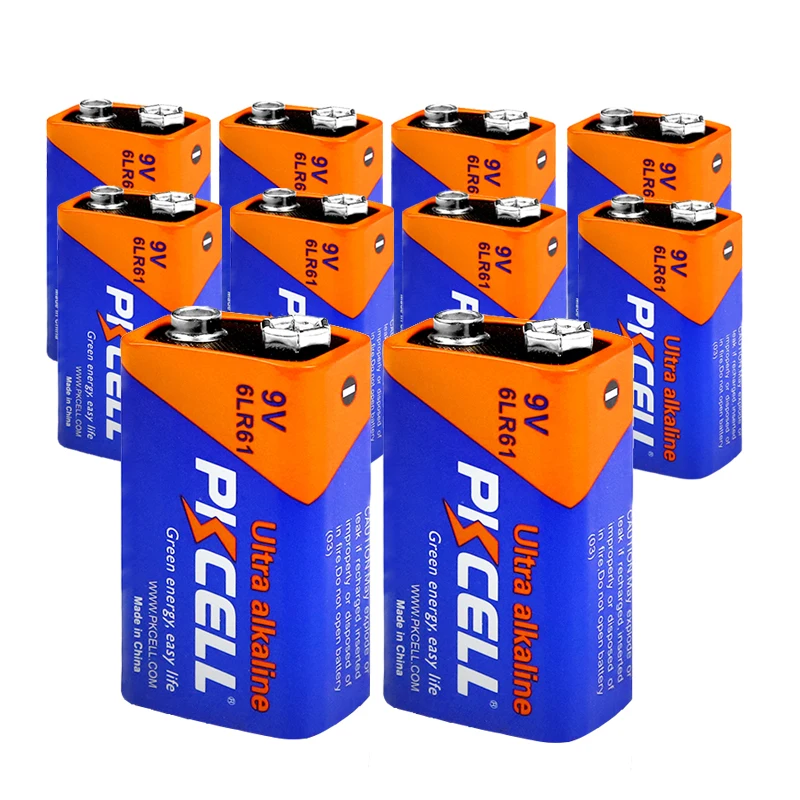 10Pcs PKCELL 9v 6LR61 Alkaline Battery E22 MN1604 Primary Battery 522 ...